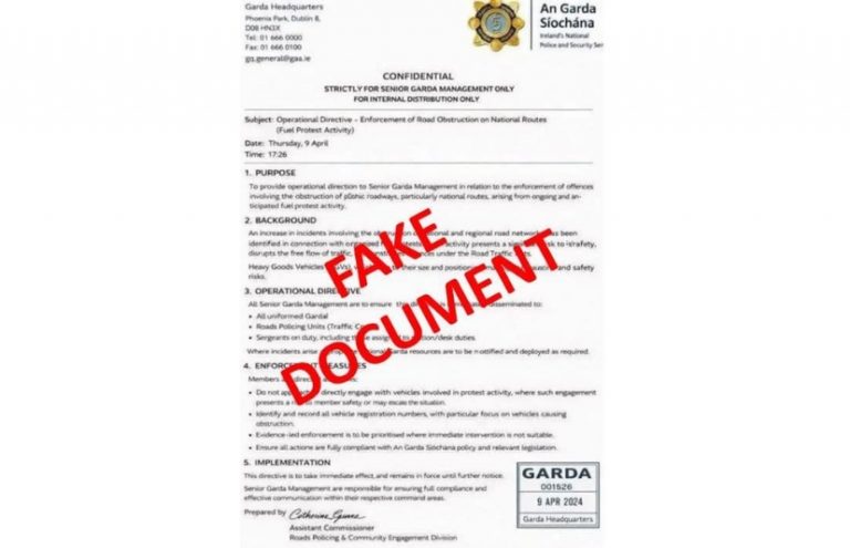 Donegal Gardaí urge public to be aware of fake document circulating on ...